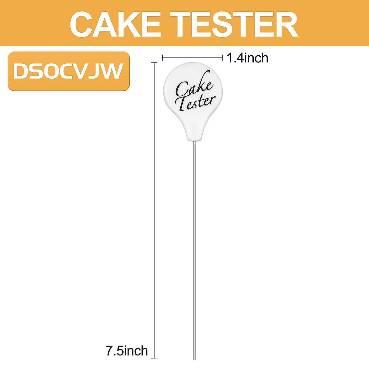 Cake Tester, 2 Packs Cake Tester for Baking Doneness, Stainless Steel Cake Tester Stick, Cake Testers for Baking, Kitchen Auxiliary Baking Tools. 7.5 IN DSOCVJW.