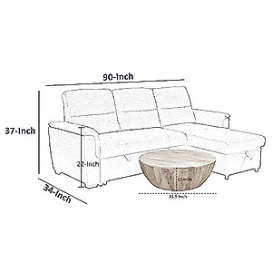 The Urban Port 12-Inch Height Round Mango Wood Coffee Table, Subtle Grains, Distressed White