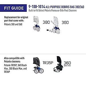 Polaris Genuine Parts 9-100-1014 All Purpose Bag Replacement for Pressure-Side Pool Cleaners 380, 380 Black Max, 360, 360 Black Max