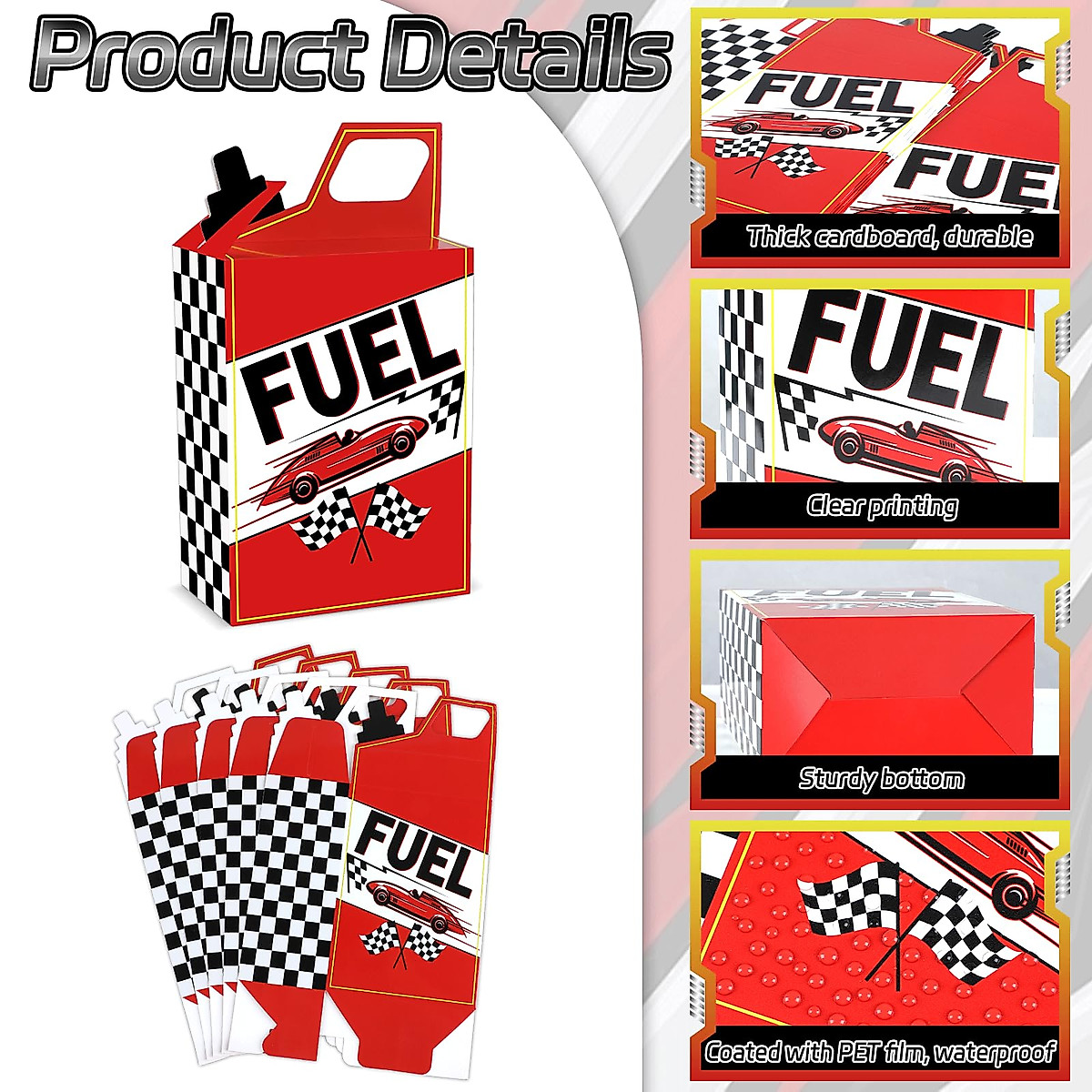 24PCS Race Car Fuel Can Treat Boxes Racing Birthday Party Supplies Black And White Checkered Flag Party Boxes Racing Popcorn Candy Cookie Container for Wedding Bridal Baby Shower Party Favor Decor
