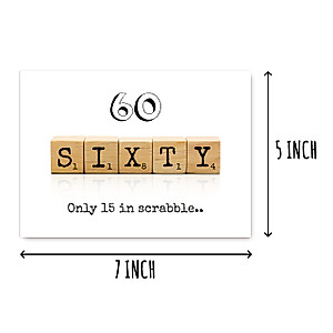 Scrabble 60Th Decade Birthday Card - 60 Its Only 15 In Scrabble - Birthday Greeting Card - Funny Greeting Card - Meaningful Greeting Cards.