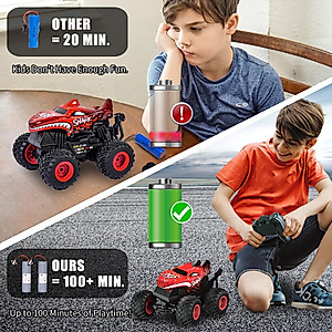 Remote Control Monster Truck Toys, 1:20 Scale RC Shark Monster Trucks with Light & Music, 2.4Ghz Remote Control Car Boys 4-7 & 8-12, Remote Control Truck with 360° Spin Walk Upright & Drift