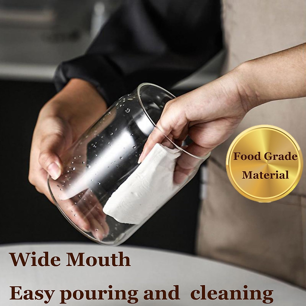 HelpyLife Vacuum Coffee Canister,Airtight Glass Jars Set for Kitchen Pantry,Coffee Bean Storage Container,Perfect for Ground Coffee,Loose Tea,Sugar(13floz×2+40floz×1)