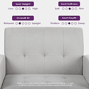 TYBOATLE Sofa Couch, Living Room Furniture Sectional Sofa Sets 3 Pcs, Tufted Mid-Century Loveseat w/USB, Cupholders & Comfy Single Sofa for Small Space, Apartment, Office (Light Grey)