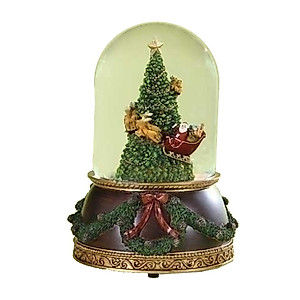 Santa Rotating Around Christmas Tree Musical Snowglobe Glitterdome 120mm 7.75 Inch