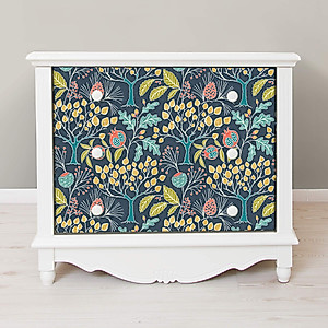 NuWallpaper NU3038 Groovy Garden Navy Peel & Stick Wallpaper, Multicolor
