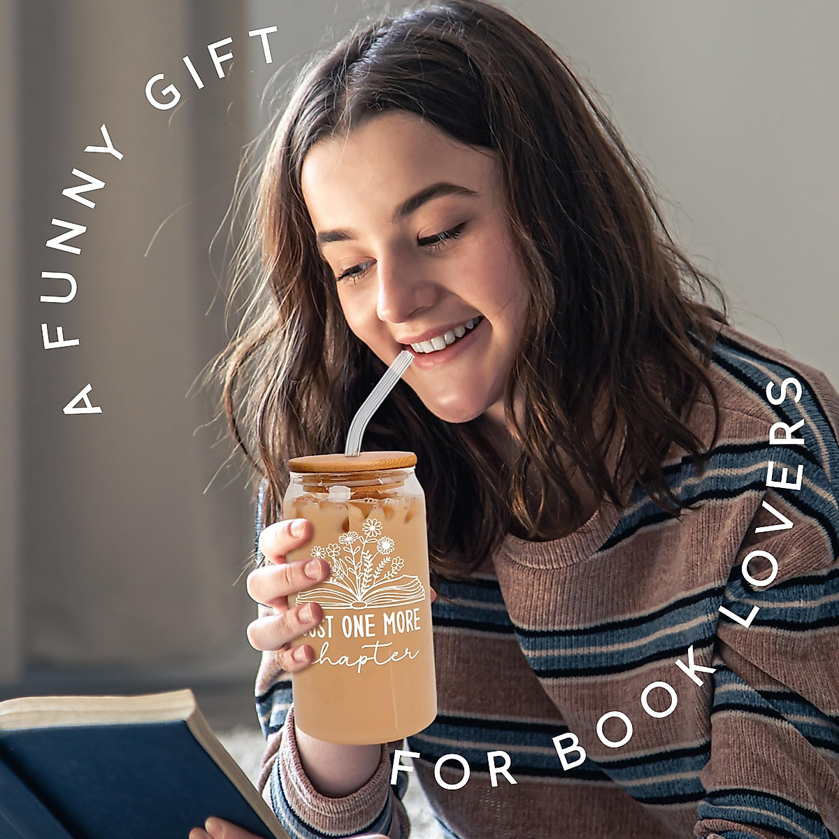 Book Lovers Gift Ideas - Christmas Gifts for Book Lovers - Book Lovers Gifts - Gift for Book Lover Women - Book Worm, Book Club Gift Ideas - Xmas Gift for Readers and Book Lovers - 20 Oz Can Glass