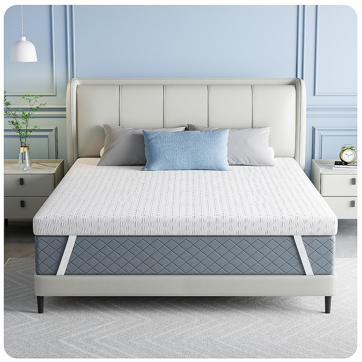 3 Inch Twin XL Mattress Topper, 3-Zone Firm Supportive Foam for Back Pain, Cooling Gel Memory Foam Bed Topper with Non-Slip Bottom, Removable Soft Cover, CertiPUR-US and Oeko-TEX Certified