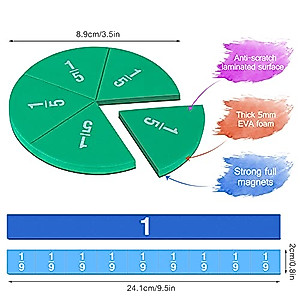 Meetory 134 Pcs Magnetic Fraction Tiles & Fraction Circles - Math Manipulatives for Preschool Elementary School Educational Resources Classroom Educational Kit