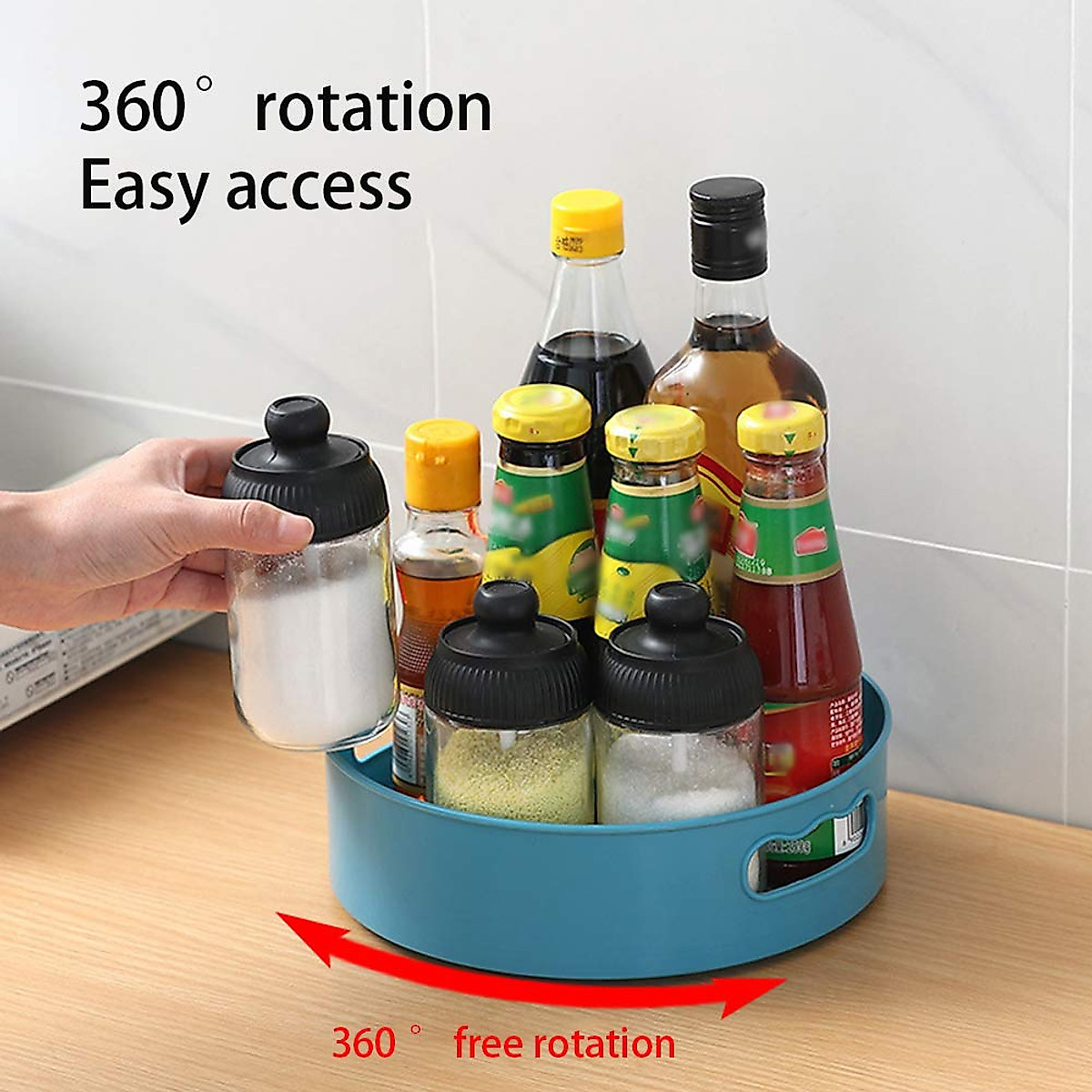 360° Rotating Multifunctional Turntable Spice Rack Organizer for Cabinet Kitchen Bathroom Countertop Pantry Storage with AntiSlip Design and Smart Storage, EcoFriendly Material