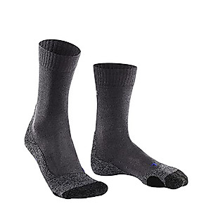FALKE Women's TK2 Explore Cool Hiking Socks, Mid Calf, Medium Padding, Breathable Quick Dry, Cooling, Lyocell, Grey (Asphalt Melange 3180), 5-6, 1 Pair