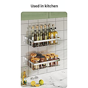 JZRH Shower Box, Strong Adhesive Shower Box Set of 2, with Hanging Rod and 2 Detachable Hooks, Suitable for Bathroom, Kitchen, Balcony and Toilet Black