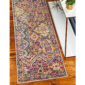 Unique Loom Monterey Collection Vintage Bohemian Inspired with Colorful Tribal Design Area Rug, 2 ft 2 in x 6 ft, Multi/Pink