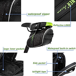 Golener Bike Saddle Bags,Bicycle Seat Pack Bag,Water Resistant Bike Bag,Under Seat Pouch,Cycling Packs for Road and other bikes,Bicycles Storage,Bikes seat accessories for Adults,Kids,Black
