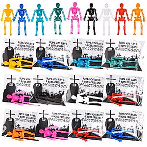 28 Pack Halloween Stretchy Skeleton Toys Kit, Bendable Skeletons Toys Assorted Color Stretchy Skull Squishy Toys Halloween Goody Bag Fillers for Classroom Prizes, Serves 28 Students