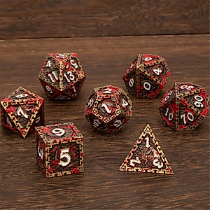 Metal DND Dice Set, RUNFNG D&D Dice Set with Box, Metal Polyhedral Dice Set for Dungeons and Dragons RPG Role Playing Games - D20 D12 D10 D8 D6 D4 D&D Dice Set