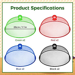 Metal Food Tent Mesh Food Covers Outdoor Food Covers Round Food Nets for Outdoors Reusable Fruit Cover Against Fruit Flies for Table Picnic Camping (8 Pcs)