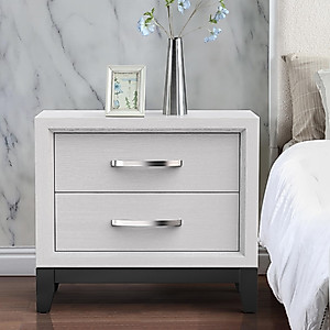 Nightstand with Drawers White Modern Wood Night Stand for Bedroom, Narrow Bdeside Table End Table for Living Room
