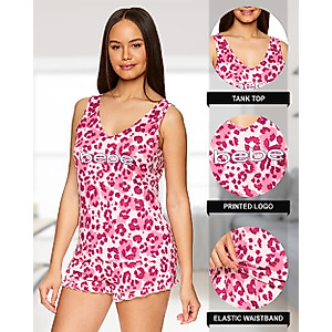 bebe Womens Pajama Set - Tank Top and Lounge Shorts Sleepwear PJ Set (Light Pink, Plus Size 3X)
