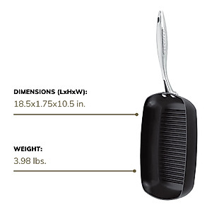 Scanpan Professional 10.5” Square Grill Pan - Easy-to-Use Nonstick Cookware - Dishwasher, Metal Utensil & Oven Safe - Made in Denmark