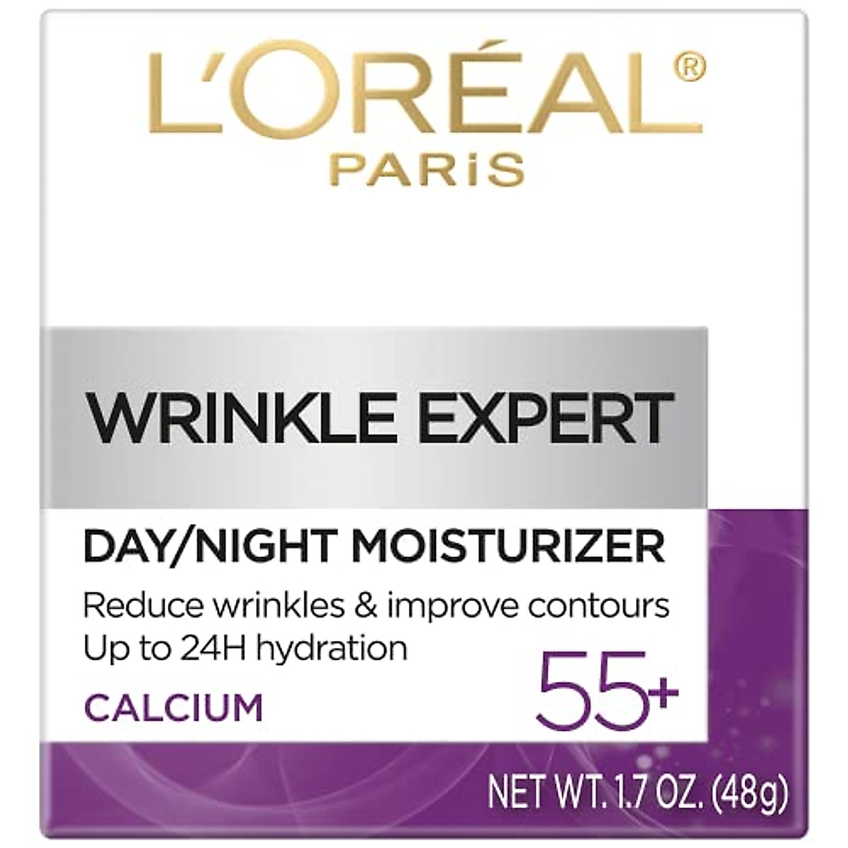 L'Oreal Paris Skincare Wrinkle Expert 55+ Anti-Aging Face Moisturizer with Calcium Non-Greasy Suitable for Sensitive Skin 1.7 fl; oz.