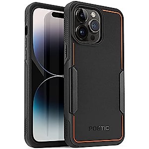 Poetic Neon Series iPhone 14 Pro Case, Dual Layer Heavy Duty Tough Rugged Light Weight Slim Shockproof Protective Drop Protection Phone Case 2022 New Cover for iPhone 14 Pro (6.1 Inch), Black