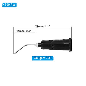 PATIKIL Blunt Tip Dispensing Needles with Bent Blunt Needle, 300 Pcs 0.4 Inch 25G Industrial Liquid Dispenser Needle with Lure Lock for Refilling Liquid Ink Adhesive Glue