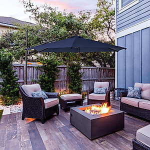 Tempera 10ft Deluxe Cantilever Umbrella, Offset Umbrella with 360° Rotation, 3-year Nonfading Olefin Canopy, Crank Control & 5-level Tilting and Cross Base for Yard, Garden, Deck & Lawn