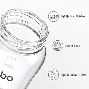 YOHKOH Natural Glass Baby Bottle with Natural Response Nipple, Newborn Anti-Colic Baby Bottles, Wide Neck Mushroom Cap Baby Bottle, Clear (3.4oz (Pack of 2), Red)