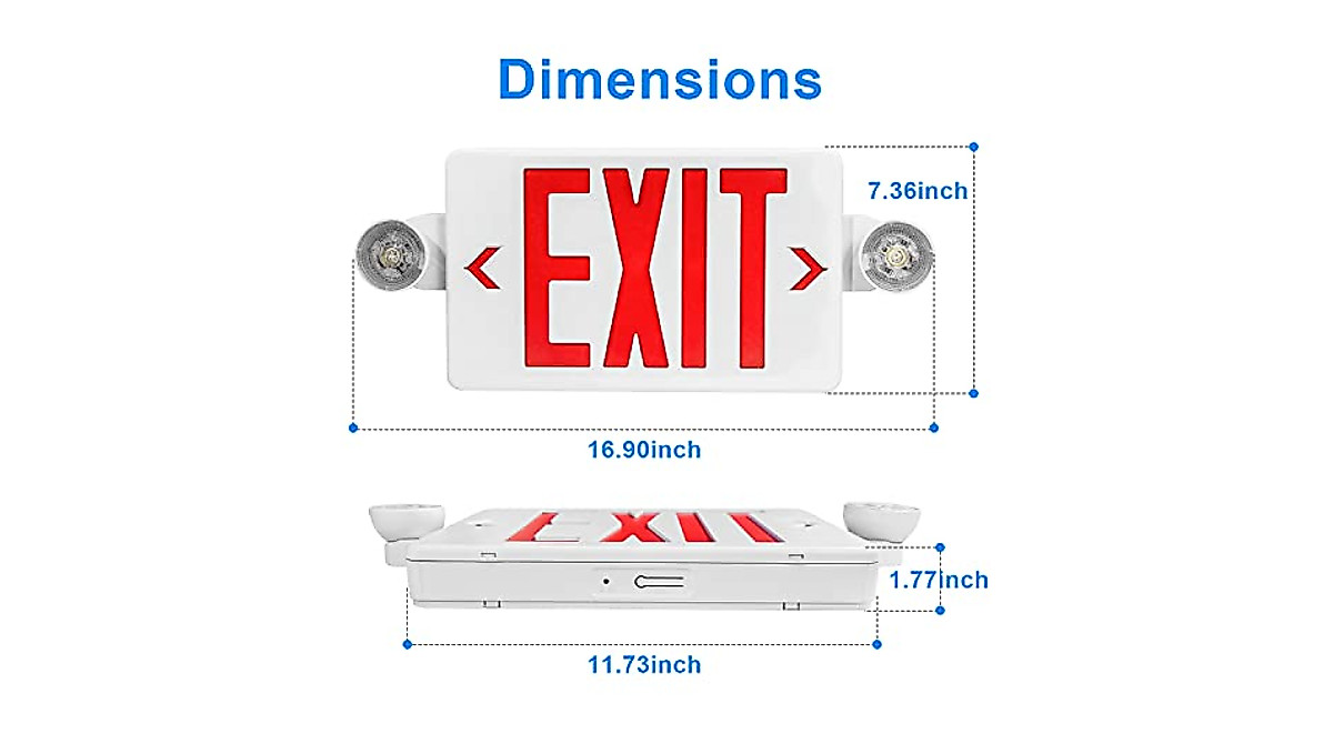LED Exit Sign with Emergency Light - 90 Min Battery Backup