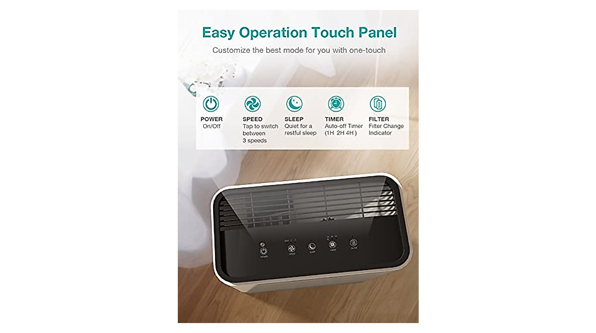 SimPure HP8 Air Purifier | Quiet HEPA Filter for Homes