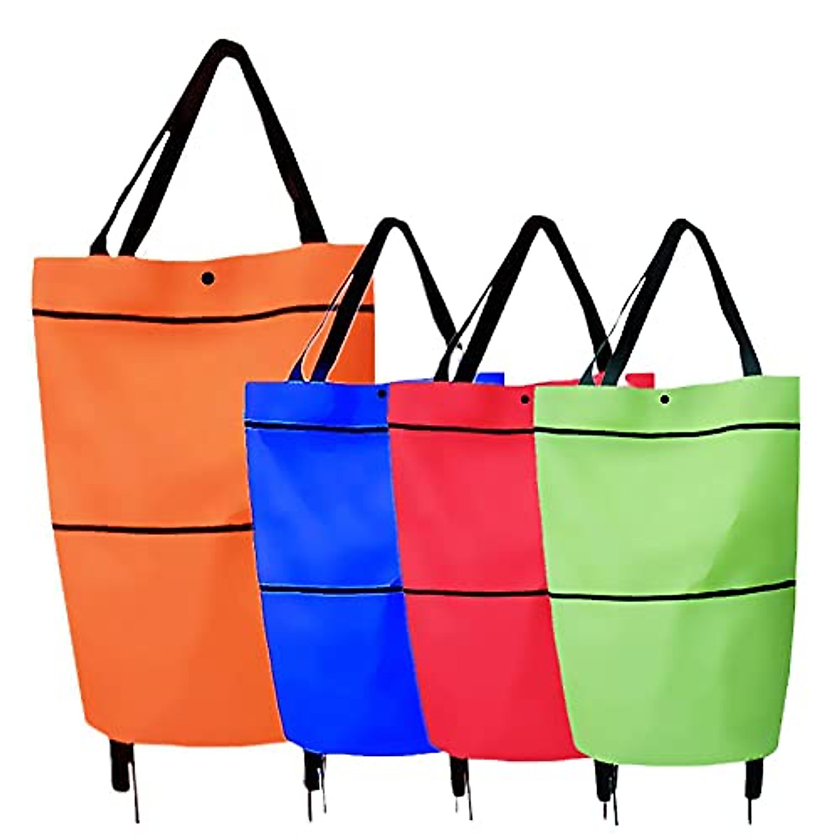 VALINK Shopping Cart with Wheels,2 in 1 Trolley Folding Hand-Pulling Shopping Bag,Portable Reusable Zipped Handbag Grocery Cart