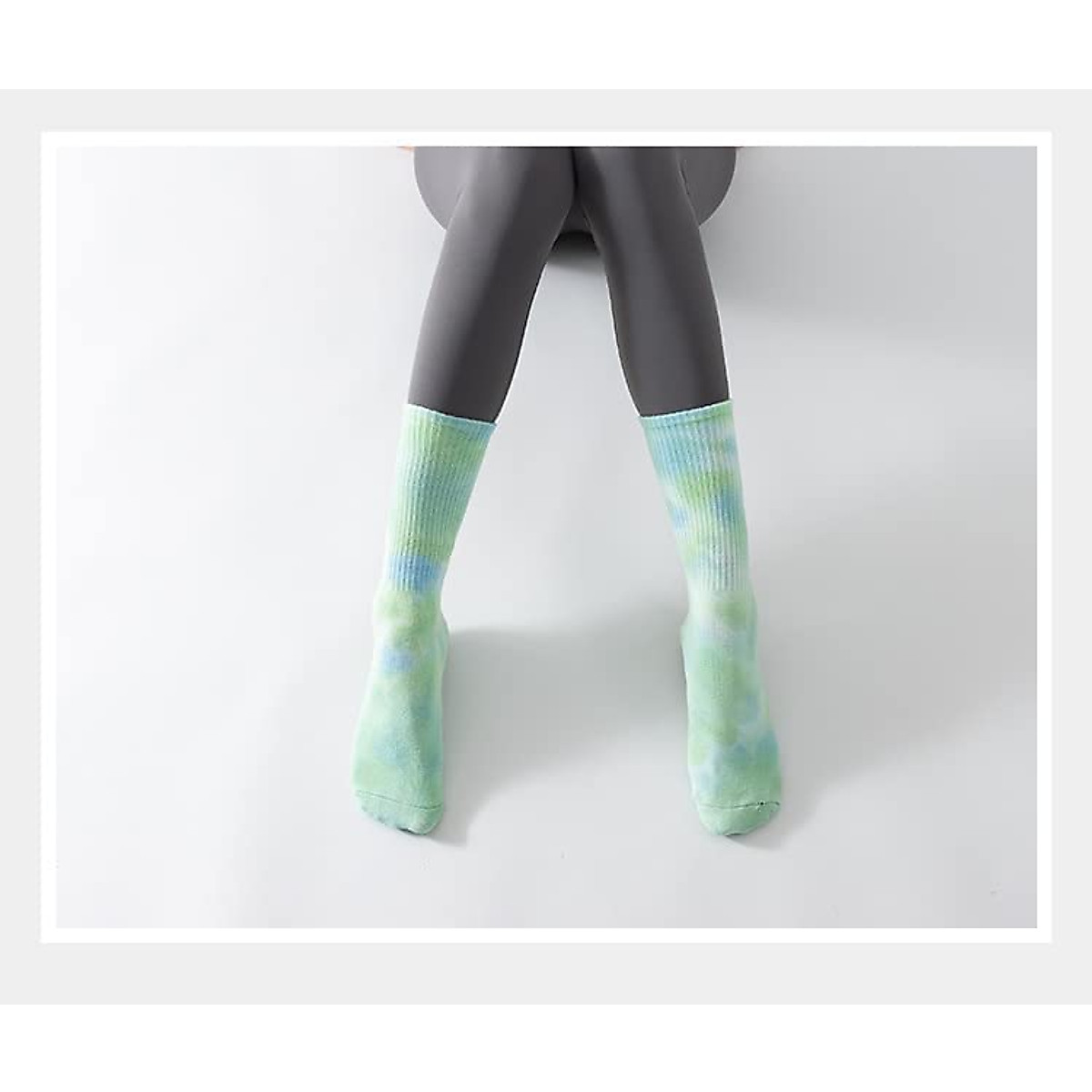 EGEN Dye Tie Yoga Socks for Women Man Novelty Print Non Skid Socks Non Slip Grip for Pilates Barre Ballet Sport (Green)