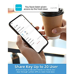LaView Smart Lock + Connect Wi-Fi Bridge, Enabled Connect WiFi & Bluetooth Smart Door Lock, Wireless & Keyless Entry Door Lock, Fits Your Existing Deadbolt, Compatible with Alexa & Google Assistant