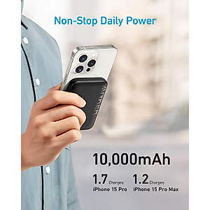 Anker Magnetic Power Bank 10,000mAh, Wireless Portable Charger, 20W Fast Charging Battery Pack with USB-C, Magsafe-Compatible with Magsafe,iPhone 15/15 Plus/15 Pro/15 Pro Max, iPhone 14/13/12 Series