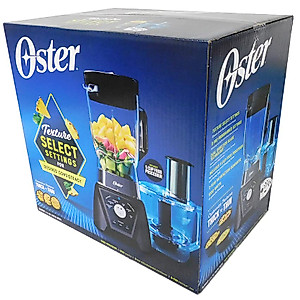 Oster Blender and Food Processor Combo with 3 Settings for Smoothies, Shakes, and Food Chopping - 3 Speed Texture Select Settings Pro Blender with Tritan Jar and Food Processor Attachment - Metallic Gray