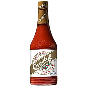 Crystal Louisiana's Pure Hot Sauce with Garlic, 12 Ounce, Aged Cayenne Peppers, Medium Heat, Flavor Gumbo to Bloody Mary's