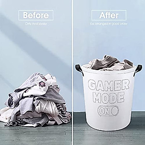 Gamer Mode On Large Laundry Basket Hamper Bag Washing with Handles for College Dorm Portable
