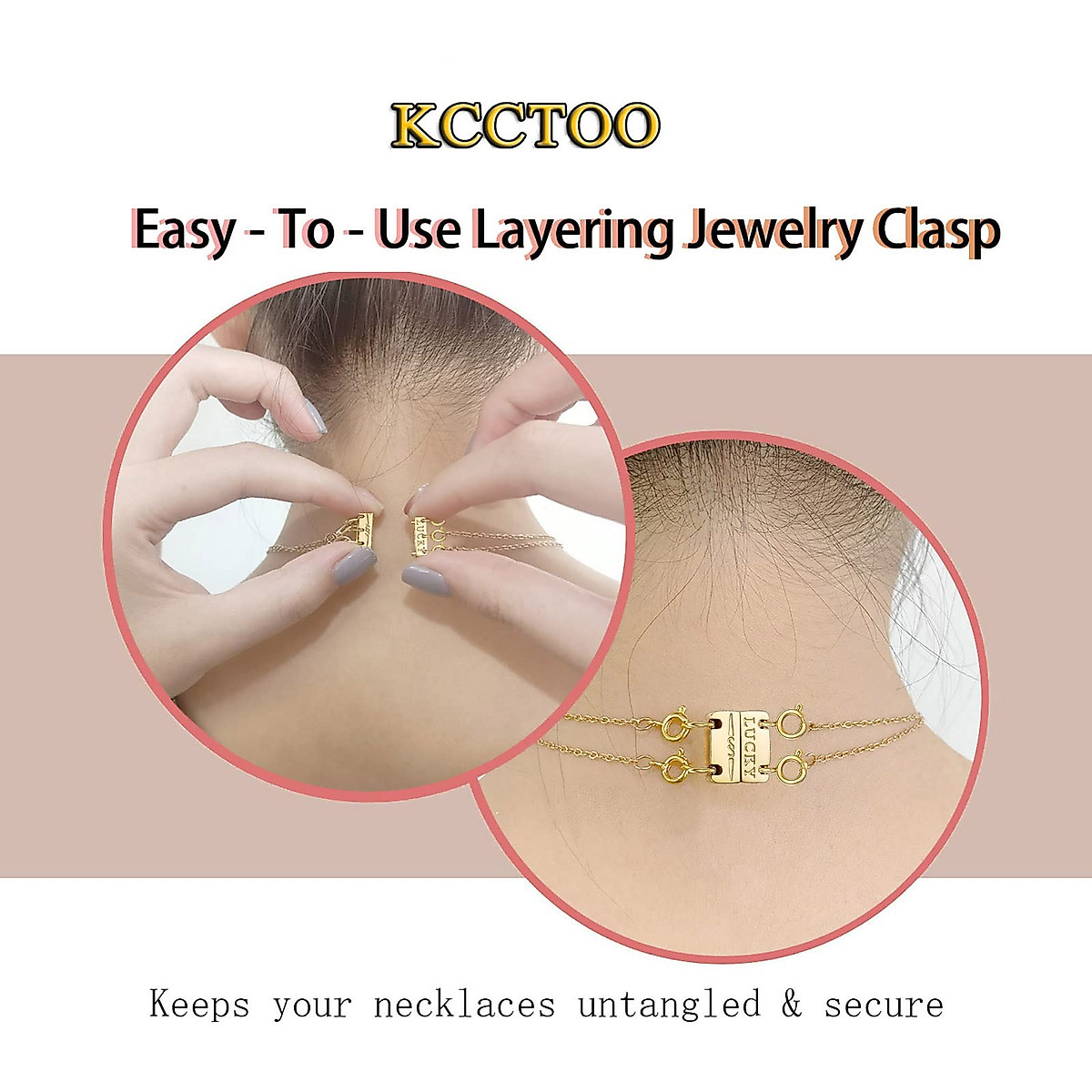 kcctoo Necklace Layering Clasp Womens Jewelry Separators 18K Gold and Silver Magnetic Multiple Necklace Clasp for Women Layered Look