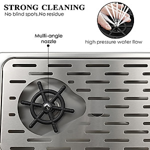 Pitcher Washer, Espresso Washer and Spray, Drainage and Drip Tray, 304 Stainless Steel Bar Glass Washer Sink, Suitable for Home Kitchen, Hotel, Coffee Shop, Restaurant (Silver)
