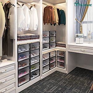 YITAHOME Shoe Storage Box, Set of 12 Medium Size Shoe Storage Organizers Stackable Shoe Storage Box Rack Containers - Medium Size（13.8’’L x 9.8’’W x 7.3’’H）