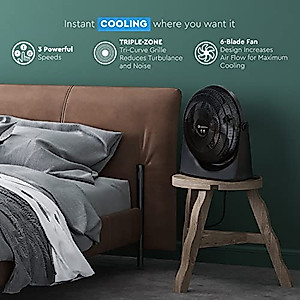 Comfort Zone CZHV201BS 20” PowrCurve Wall-Mountable High Velocity 3-Speed Floor Fan with 180-Degree Adjustable Tilt, Black