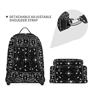 COFEIYISI Detachable Backpacks,Black Paisley Bandana Pattern,College Bookbag Crossbody Casual Shoulder Daypacks Travel Laptop for Women Men
