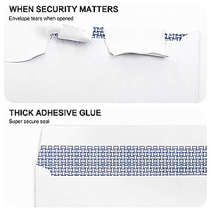 #8 Double Window Security Check Envelopes, No.8 Double Window Bussiness Envelopes Designed for QuickBooks Checks - Computer Printed Checks - 3 5/8 X 8 11/16 (NOT for INVOICES) - 24 LB - 500 Count