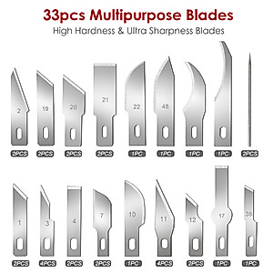 FASTPRO 40-Piece Precision Hobby Knife Set, 3pcs Craft Knife with 33pcs Blades, Exacto Knife Set Included Tweezers, Grindstone, Steel Ruler, Vernier Caliper and Storage Case
