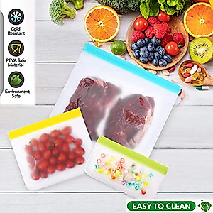 Reusable Freeze Bags Silicone-12 Pack Stasher Reusable Silicone Bags for Food Storage Resealable Lunch Bag for Meat Fruit Veggies Reusable Sandwich Bags BPA FREE Flat Freezer Bags
