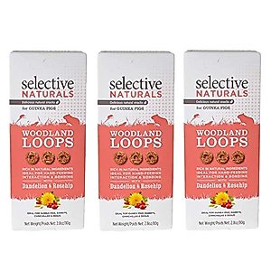 Supreme Petfoods 3 Pack of Selective Naturals Woodland Loops Guinea Pig Treats, 2.8 Ounces each, with Dandelion and Rosehip