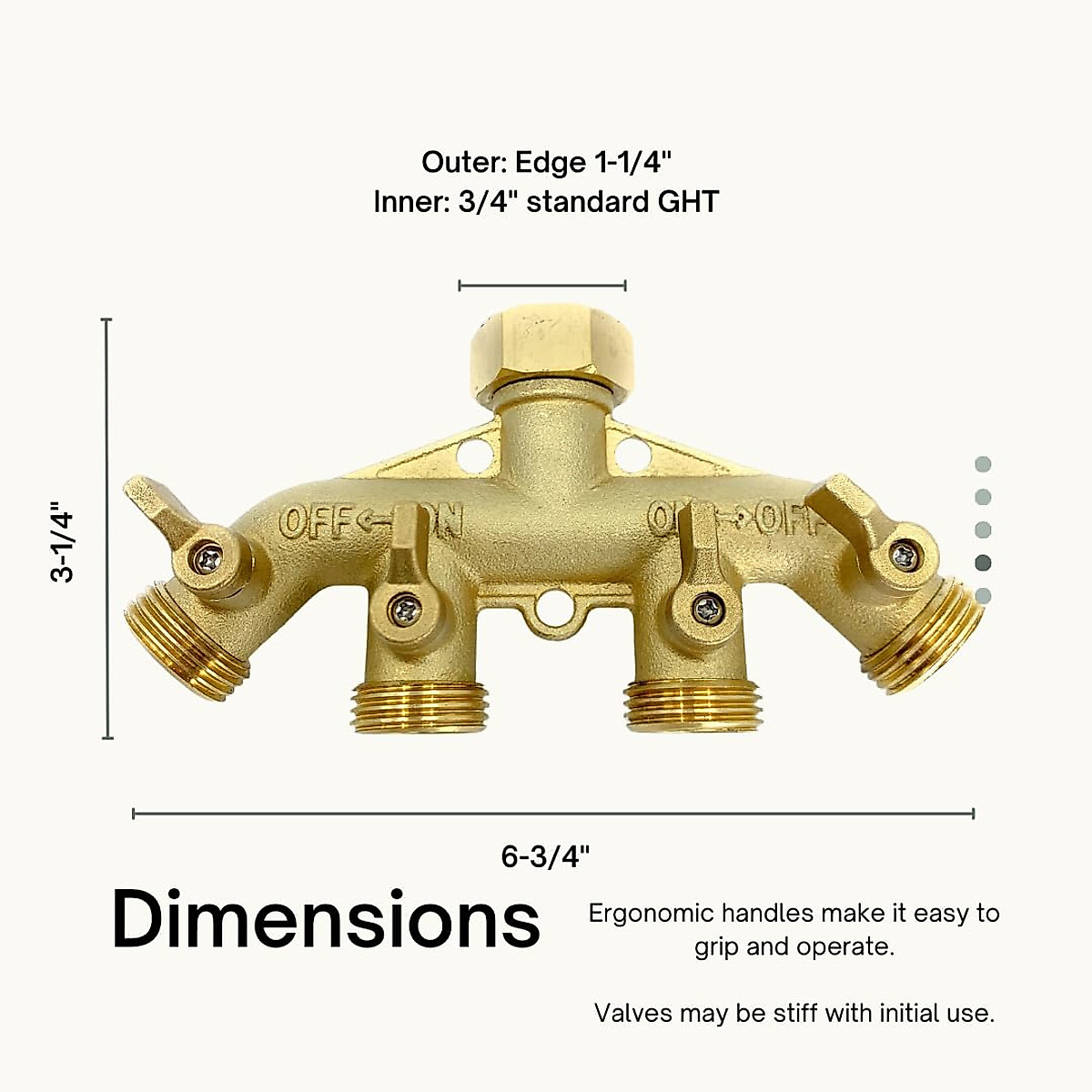 Fairview Heavy Duty Brass Garden Hose Splitter with HEX Connector (404-WV)