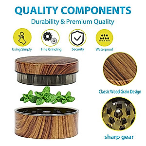 Maisseide 2.17Inch Multipurpose Crusher 2 Pieces,Portable- Manual,Steel Alloy Plus High-Strength Plastic Material (Wood Grain 02)