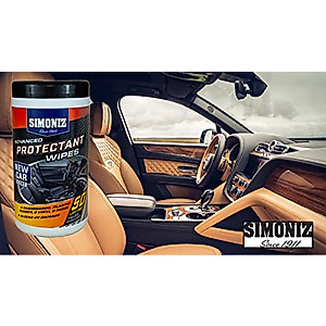 Simoniz New Car Scent Advanced UV Protectant Wipes Wipes – Interior Protectant or Most Surfaces -  Plastic, Rubber, Vinyl Dashboards, Seats, Doors & Tires -Great for Cars, Trucks, SUVs, Boats 50 Count